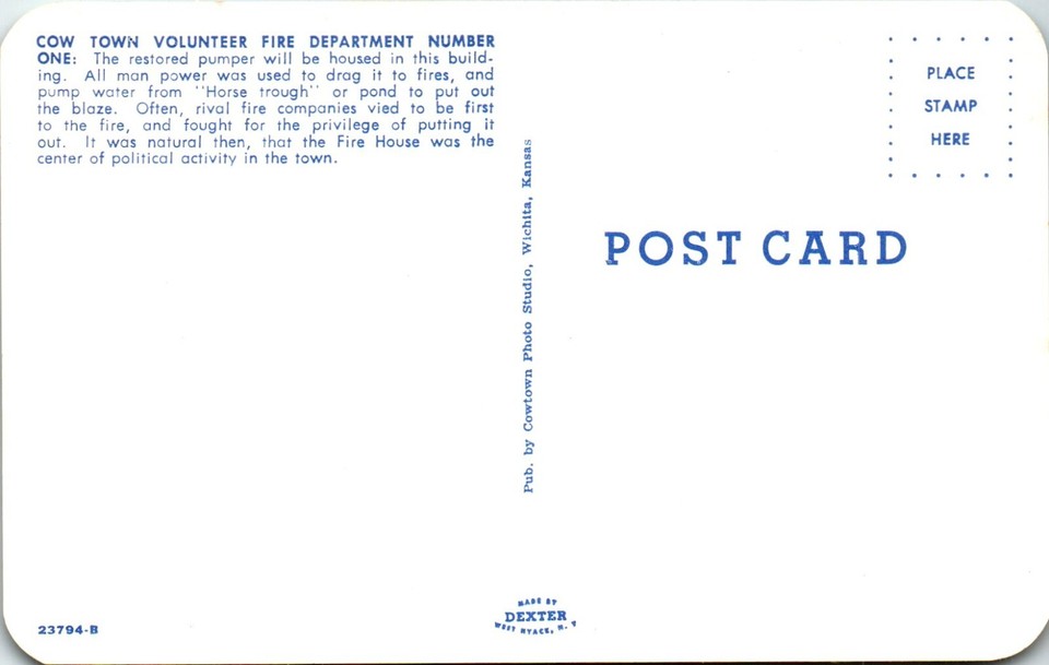 Postcard Cowtown Volunteer Fire Department Station Number One Red ...