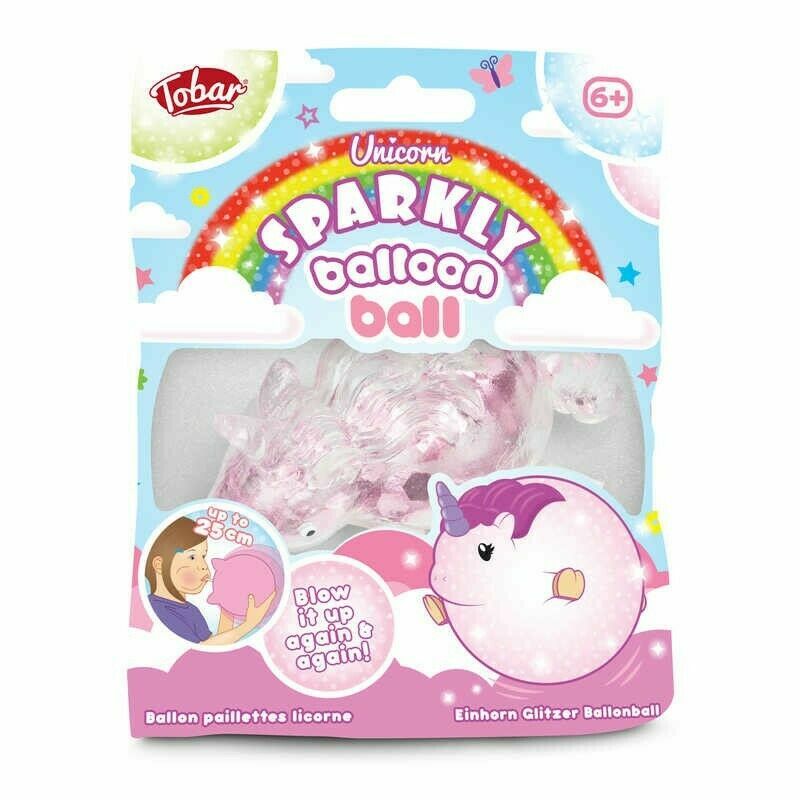 UNICORN SPARKLY BALLOON BALL Inflatable Blowup Squeeze Bouncing Balls ...