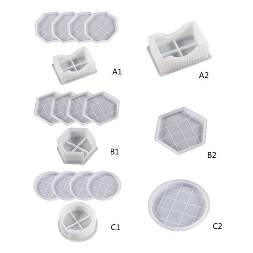 1/5Pieces Resin Mold Round Coaster Set Silicone DIY Tabletop ...