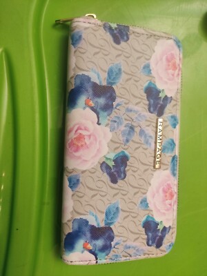 Rampage Floral Print Wallet Rose Floral Zip Around Fits Phone Boxed | eBay
