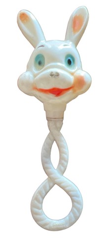 1950s Bunny Baby Rattle Vintage Plastic Rabbit Hare Toddler Toy. 4 1/4 ...