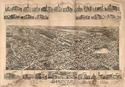 16" x 24" 1892 Map Of Spencer Massachusetts | eBay