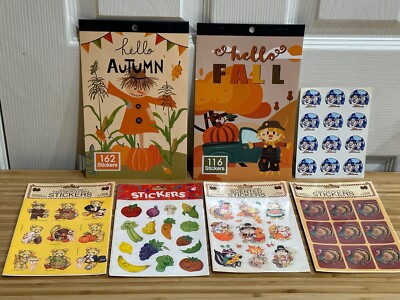 New Vintage 80s 90s Thanksgiving Stickers Lot 23 Sheets Gibson Scratch ...