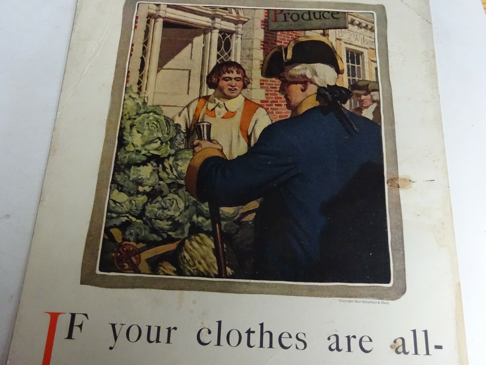 vintage Hart Schaffner Marx Clothes Store Display Sign Paperboard ...