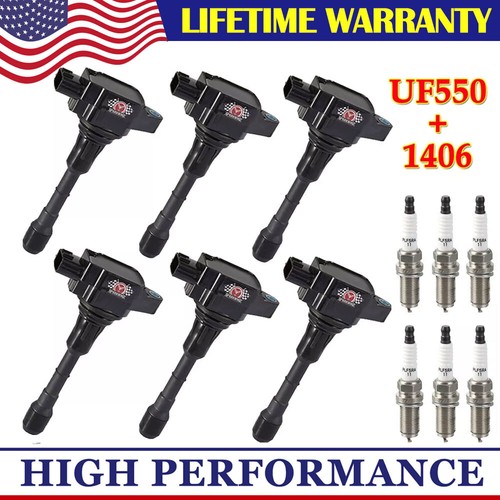 6X Ignition Coil UF550+ 6X Iridium Spark Plug 1406 for Nissan Maxima ...