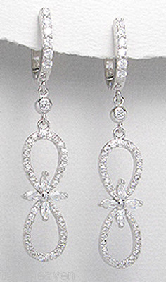 Solid Sterling Silver cz Infinity Dangle Earrings Fancy 2.05 Long 6.3g ...