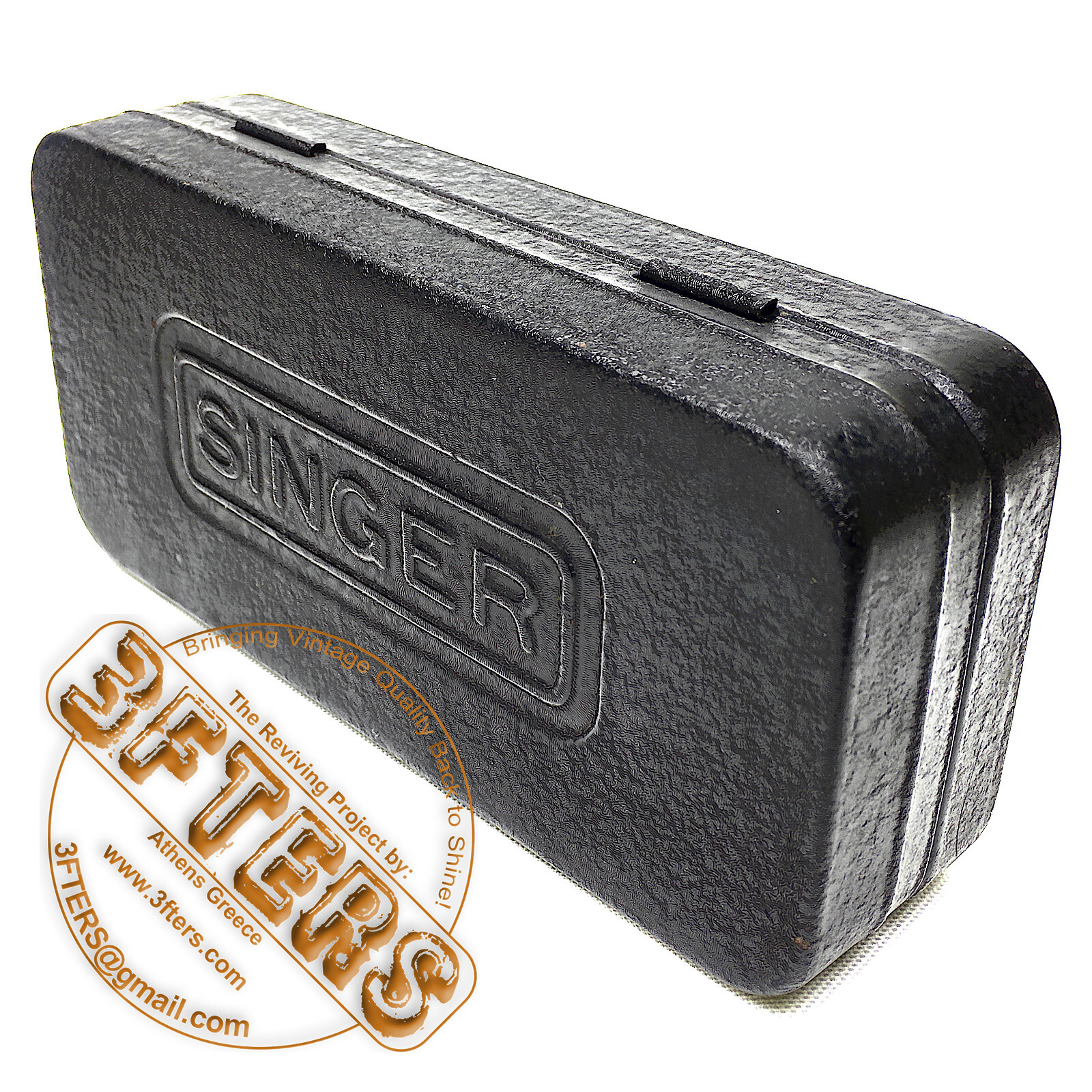 SINGER Black Godzilla Attachment Box Metal Crinkled Complete ...