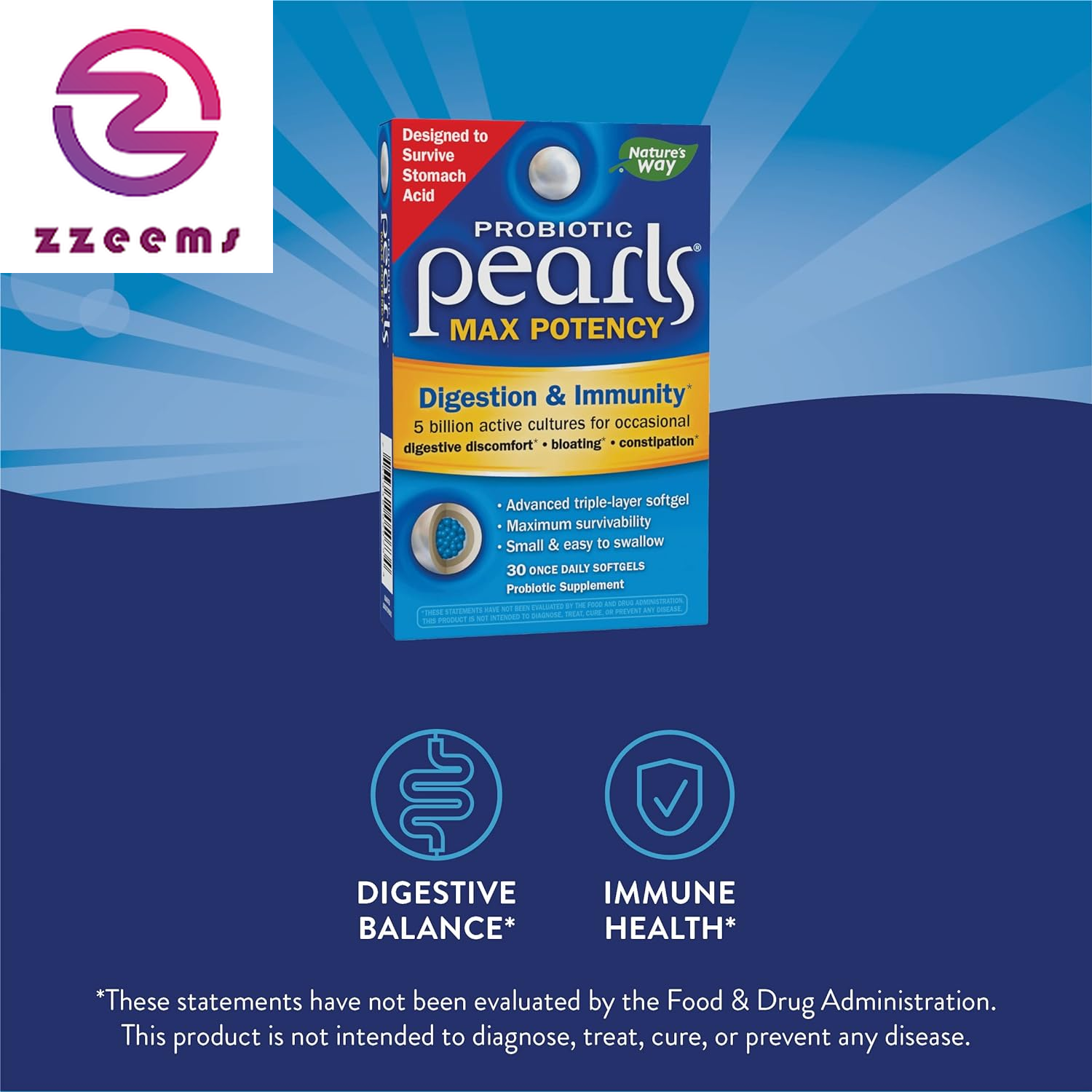 Probiotic Pearls Max Potency for Men and Women, Digestive and Immune ...
