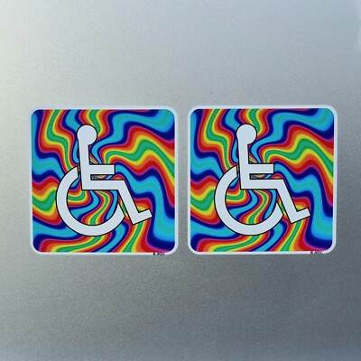 2x Hippy Psychedelic Disabled Badge Vinyl Sticker Decal For Car Van ...