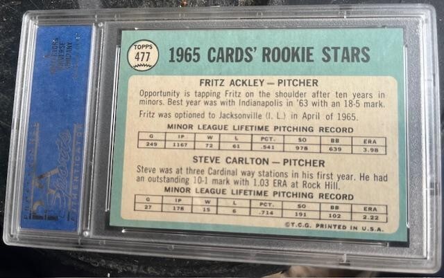 1965 Topps #477 Steve Carlton Rookie Card RC HOF PSA 8 NM MINT 11168941 ...