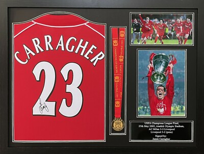 FRAMED JAMIE CARRAGHER SIGNED LIVERPOOL FOOTBALL SHIRT COA PROOF KOP ...