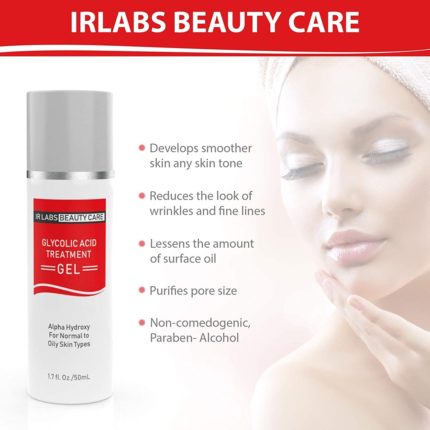 IR LABS Glycolic Acid Treatment GEL Alpha Hydroxy Normal to Oily Skin 1 ...