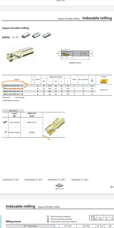 1PCS EMP04-020-XP20-AP11-01 Milling cutter Toolholder end mill For ...