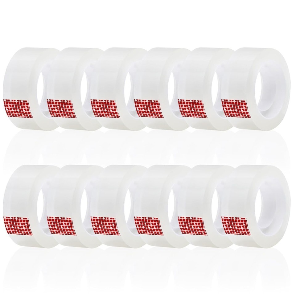 Clear Transparent Tape Rolls 3/4" x 1000" Dispenser Refill 12 Tape ...