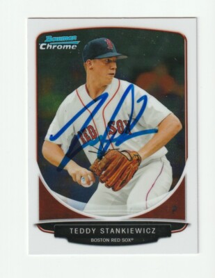 Teddy Stankiewicz Signed 2013 Bowman Draft Chrome Card Auto Boston Red ...