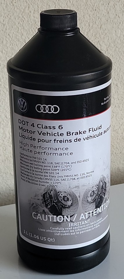 VW Volkswagen Audi Dot 4 Class 6 Brake Fluid 1.06 US Qt 1 Liter B0007501LDSP | eBay