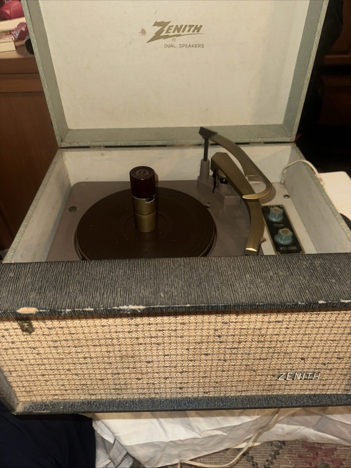Vintage 50's Zenith AP98 Brown Portable Record Player Turntable | eBay