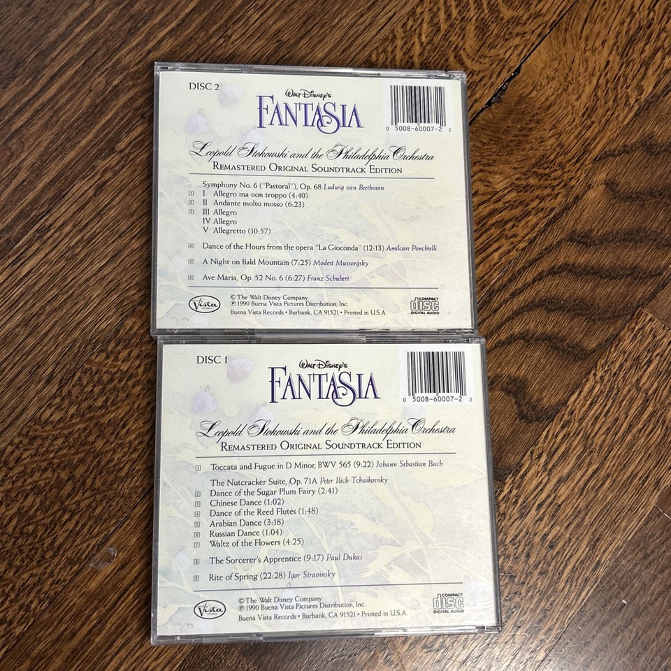 Walt Disney Fantasia cd 2 Disc Set 1 & 2 Remastered Original Soundtrack ...