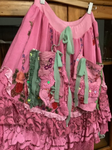 HOT PINK MAGNOLIA ROSE RUFFLED LAYERED TATTERED , on a COTTON ...