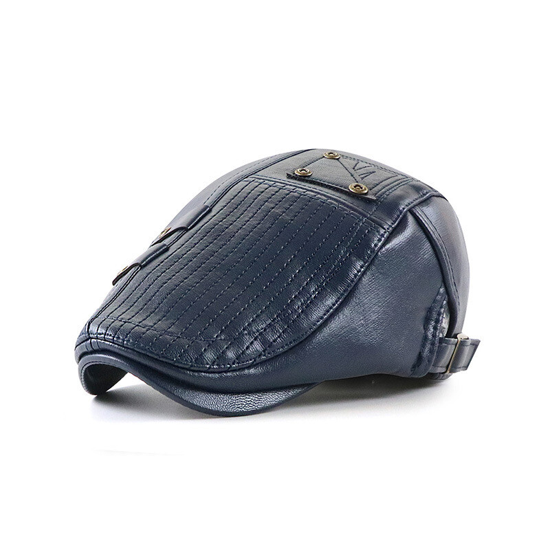 Men Beret Hat Leather Cap Newsboy Gatsby Flat Cap Ivy Golf Driver Cap ...