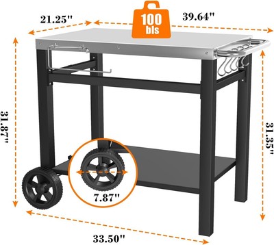 Grill Table Cart, Outdoor Dining Cart, Pizza Oven Table Stand,L39.5x ...