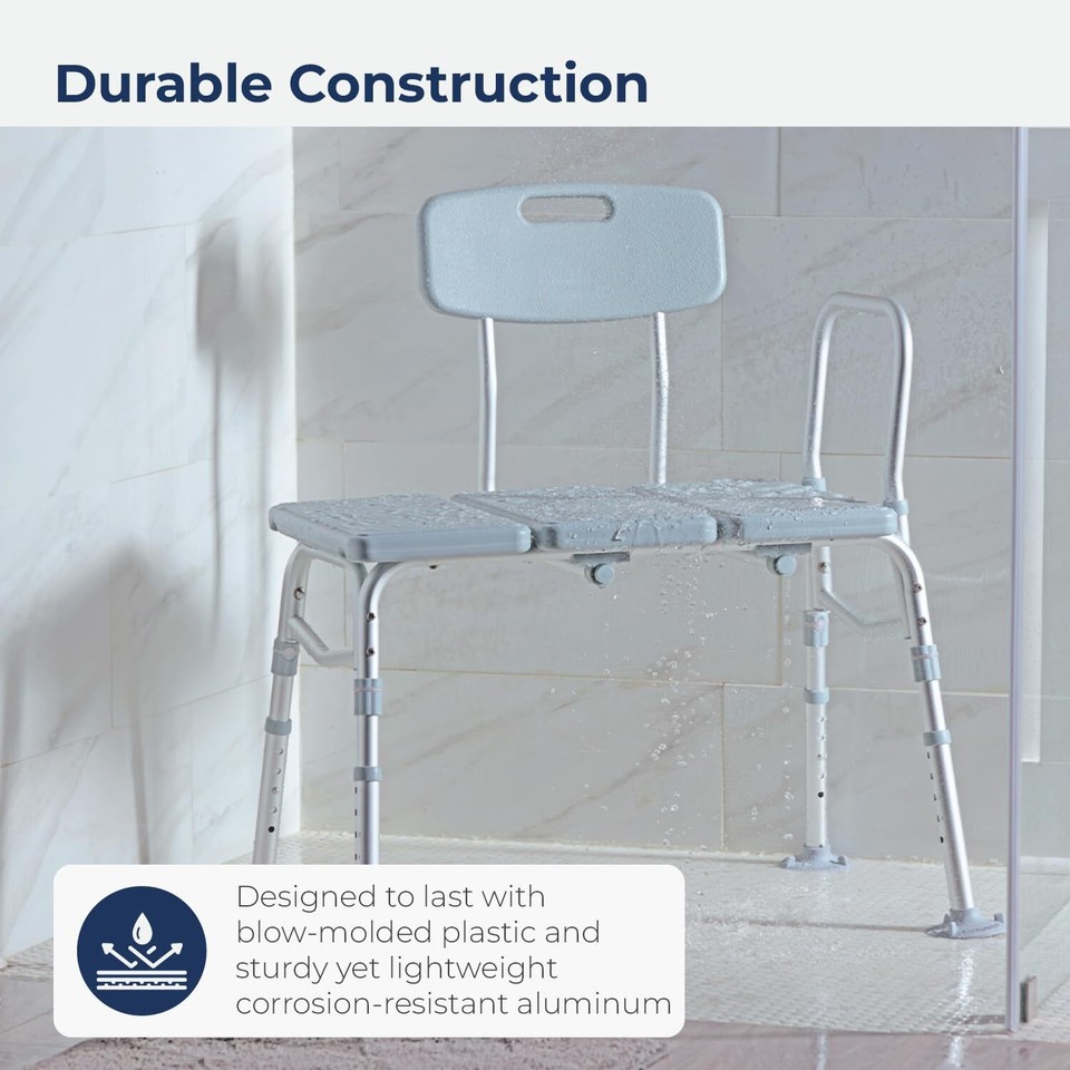 Drive Medical 12011KD-1 Tub Transfer Bench For Bathtub, Height ...