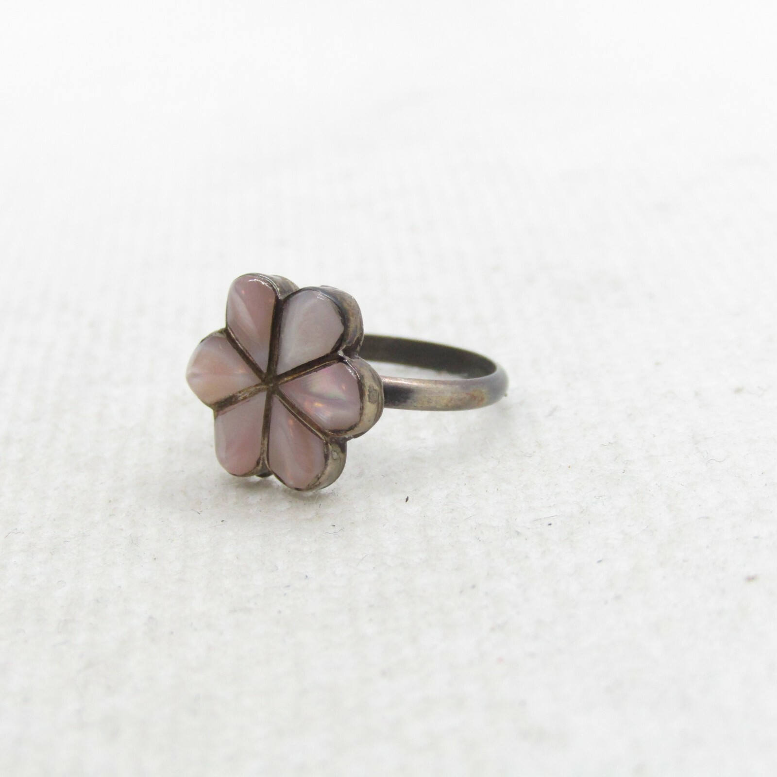 Antique Sterling Silver 925 Mother of Pearl Daisy Flower Ring Size 4.5 ...