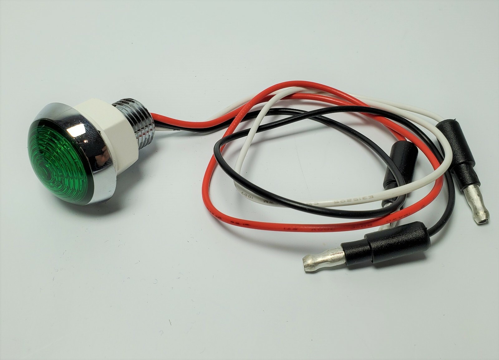 Pair 1-1/4" Dual Function Green LED Marker Light Mini Moon Chrome Bezel ...