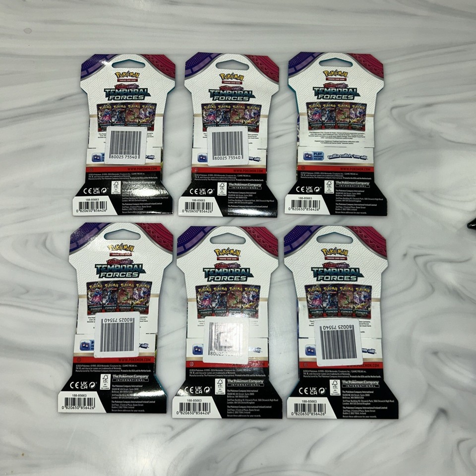 Pokemon TCG Scarlet and Violet Temporal Forces Sleeved Booster Packs x6 ...