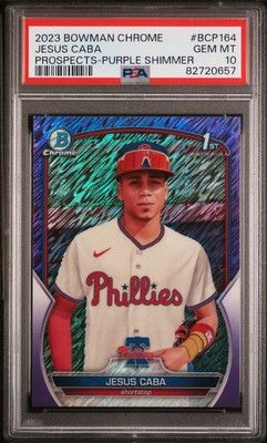 Jesus Starlyn Caba 2023 Bowman Chrome 1st Purple Shimmer /250 PSA Gem ...