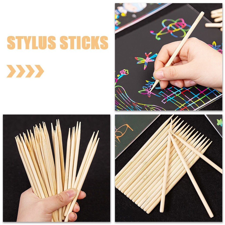 50 Pcs Heavy Duty Bamboo Drawing Stylus Tools for Wooden Art Craft ...