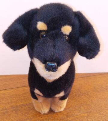 Auswella realistic black tan Dachshund wiener dog puppy plush stuffed ...