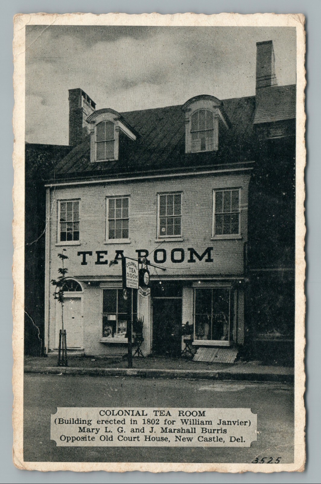 Colonial Tea Room Restaurant NEW CASTLE Delaware—Rare Vintage Postcard ...