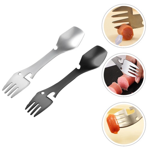2 Pcs Reusable Spork Travel Cutlery Stainless Steel | eBay