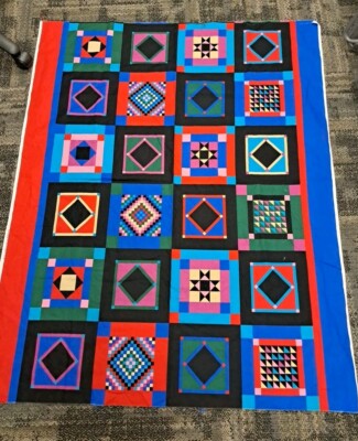 Kessler Concord Fabric Cheater Quilt 9" Squares Red Black Geometric ...