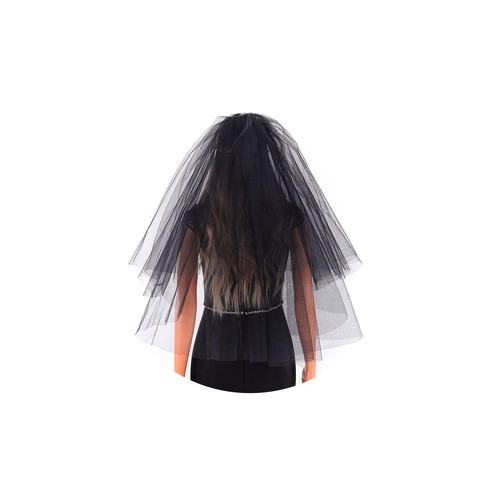 Black Wedding Veil Long Funeral Veils 2 Tier Lace Brides Veil with Comb ...