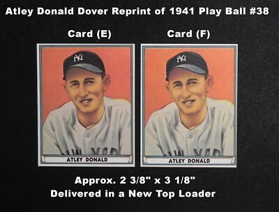 Atley Donald 1941 PLAY BALL Dover Reprint Card #38 _ Exact Card (F) on ...