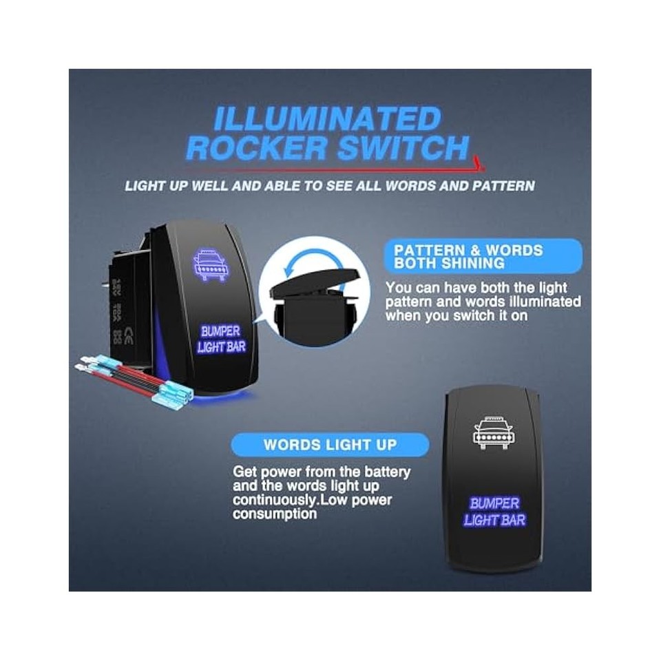 For 12V LED Light Rocker Switch Kit, Easy Installation, Truck, Jeep ...