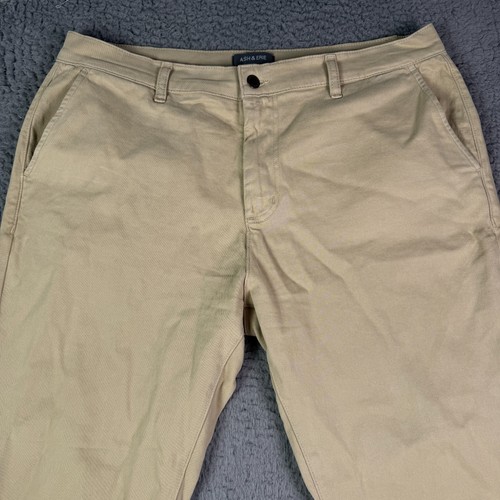 Ash & Erie Pants Mens 38x27 Beige Khaki Chino Flat Front Stretch Cotton ...