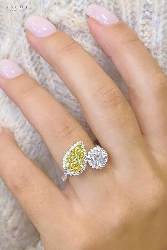 14K White Gold Plated 3.0Ct Simulated Citrine Engagement Band Ring Real ...