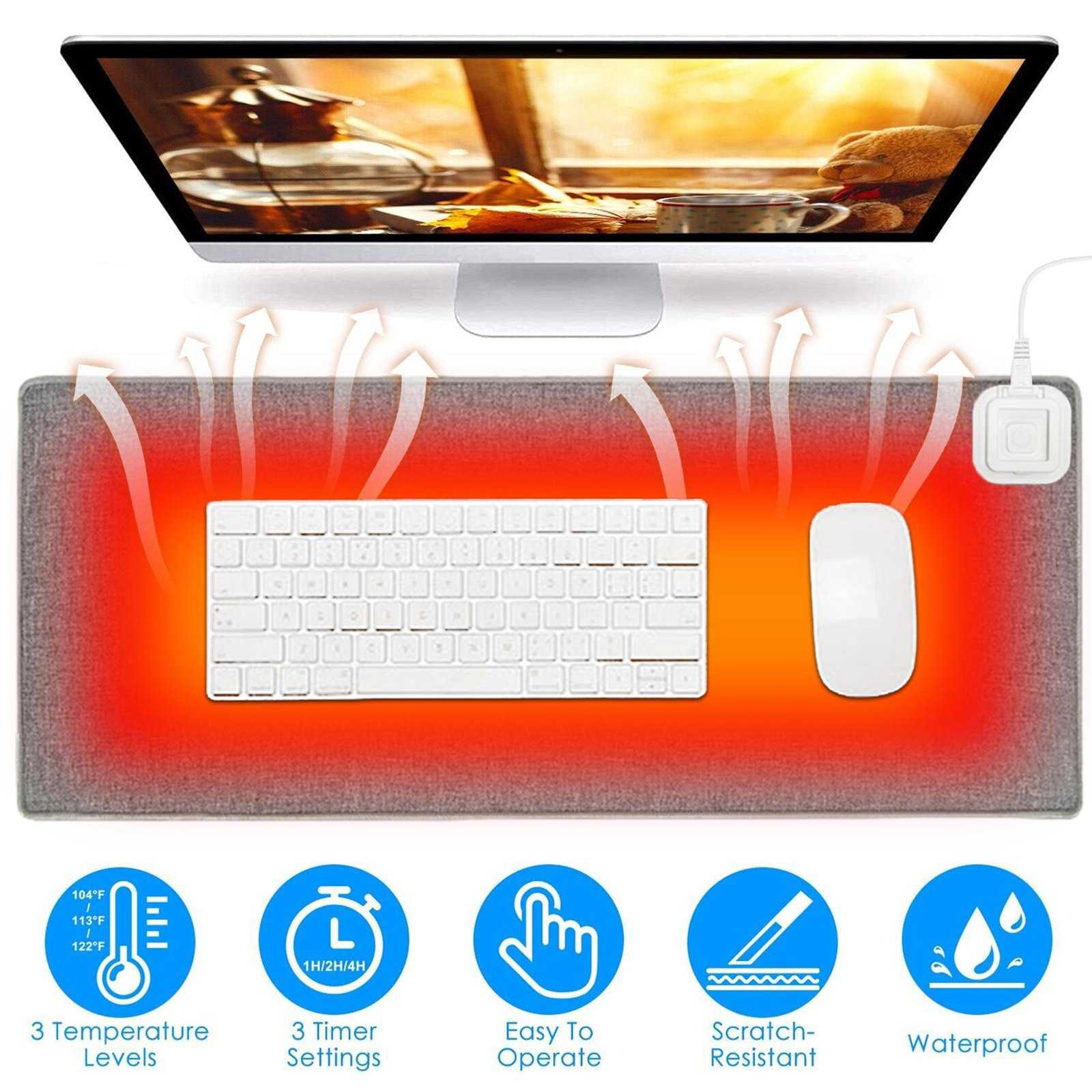 Electric Heat Mouse Pad Table Mat Temperature Heating Mouse Pad Keep ...