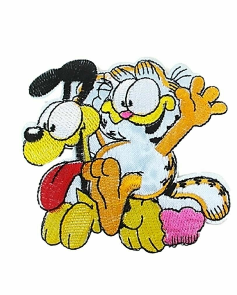 Garfield Riding Odie The Dog 4" Wide Embroidered Iron on Patch | eBay