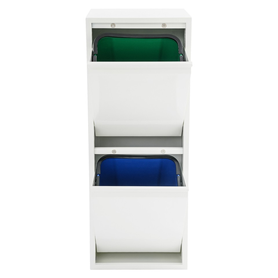 Waste & Recycling Cabinet with 2 Buckets Tilt Out Trash Bin Cabinet ...