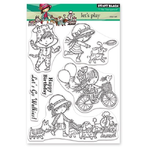 PENNY BLACK RUBBER STAMPS CLEAR LET'S PLAY KIDS FUN NEW clear STAMP SET ...