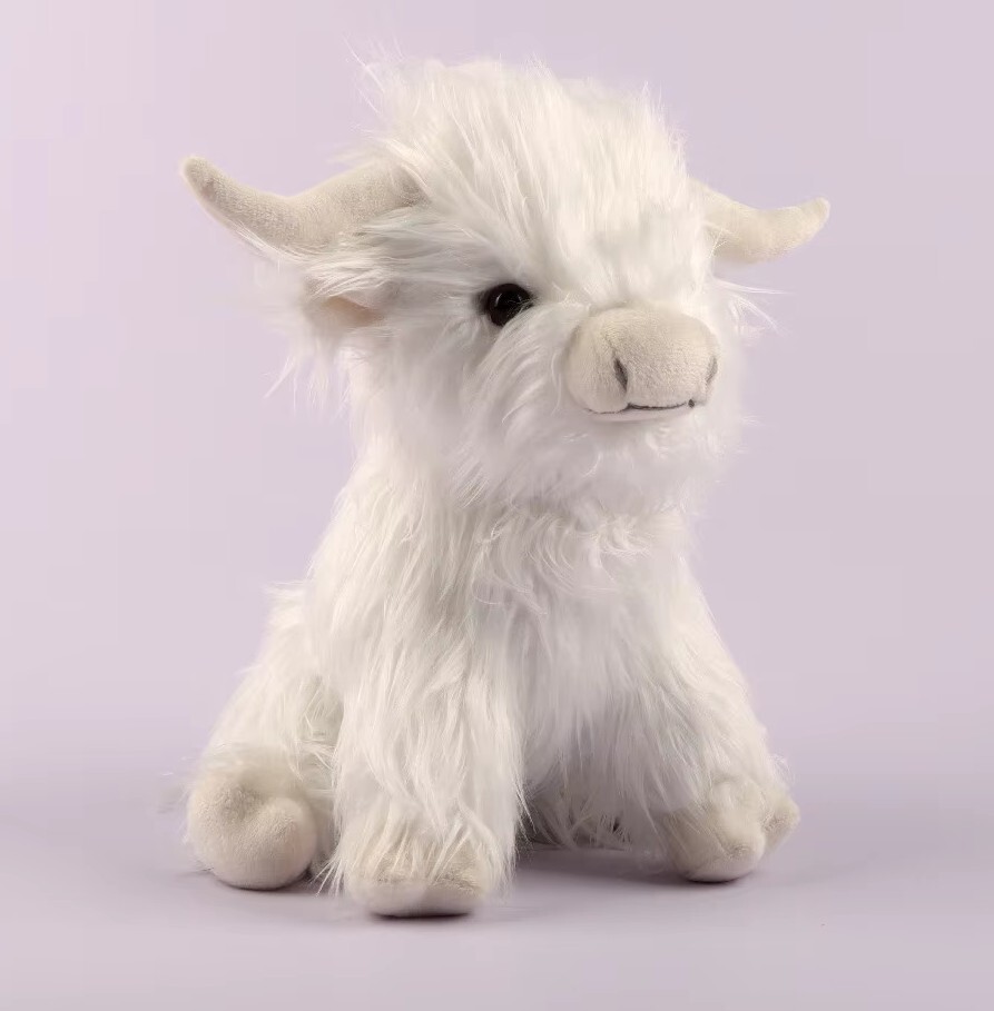 White Highland Cow Plush Toy 9" Stuffed Animal Toddler Doll Gift for ...