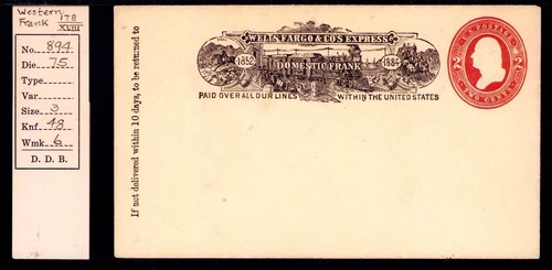 USA 1884 2C WELLS FARGO DOMESTIC FRANK POSTAL COVER Western Frank #178 ...
