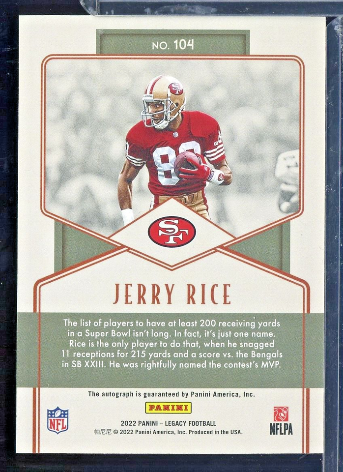 Jerry Rice 2022 Legacy Autograph Auto #3/3 San Francisco 49ers HOFer | eBay