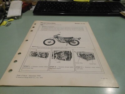 NOS OEM Honda 1974 XL 70 Set-Up Instructions Manual | eBay