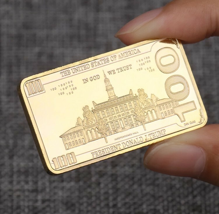 New Years SALE! President Trump 24K $100 Gold Bar MAGA Collectable Coin ...