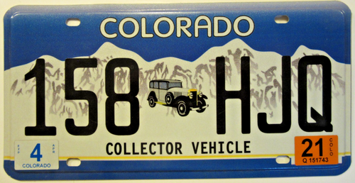 2021 (tag) COLORADO Collector Vehicle LICENSE PLATE, #158 HJQ single ...